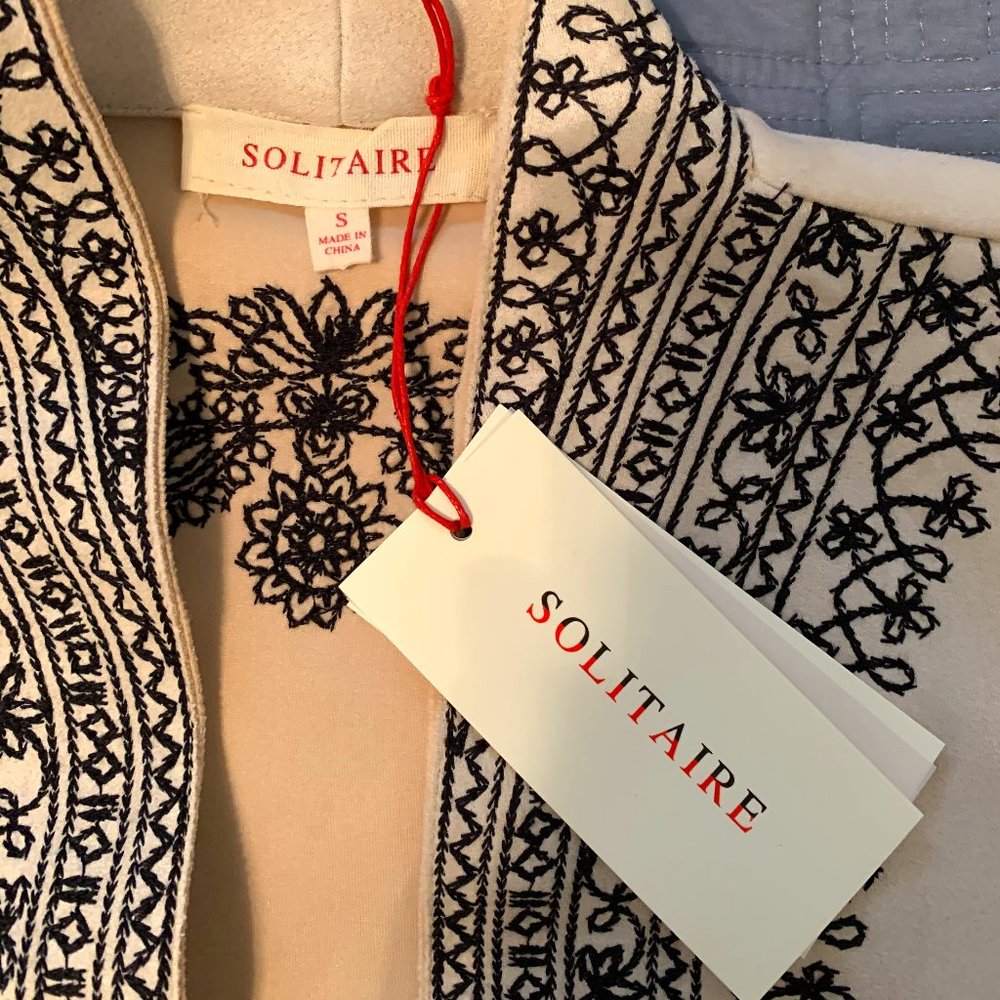 Solitaire Faux Suede Embroidered Jacket - Gem